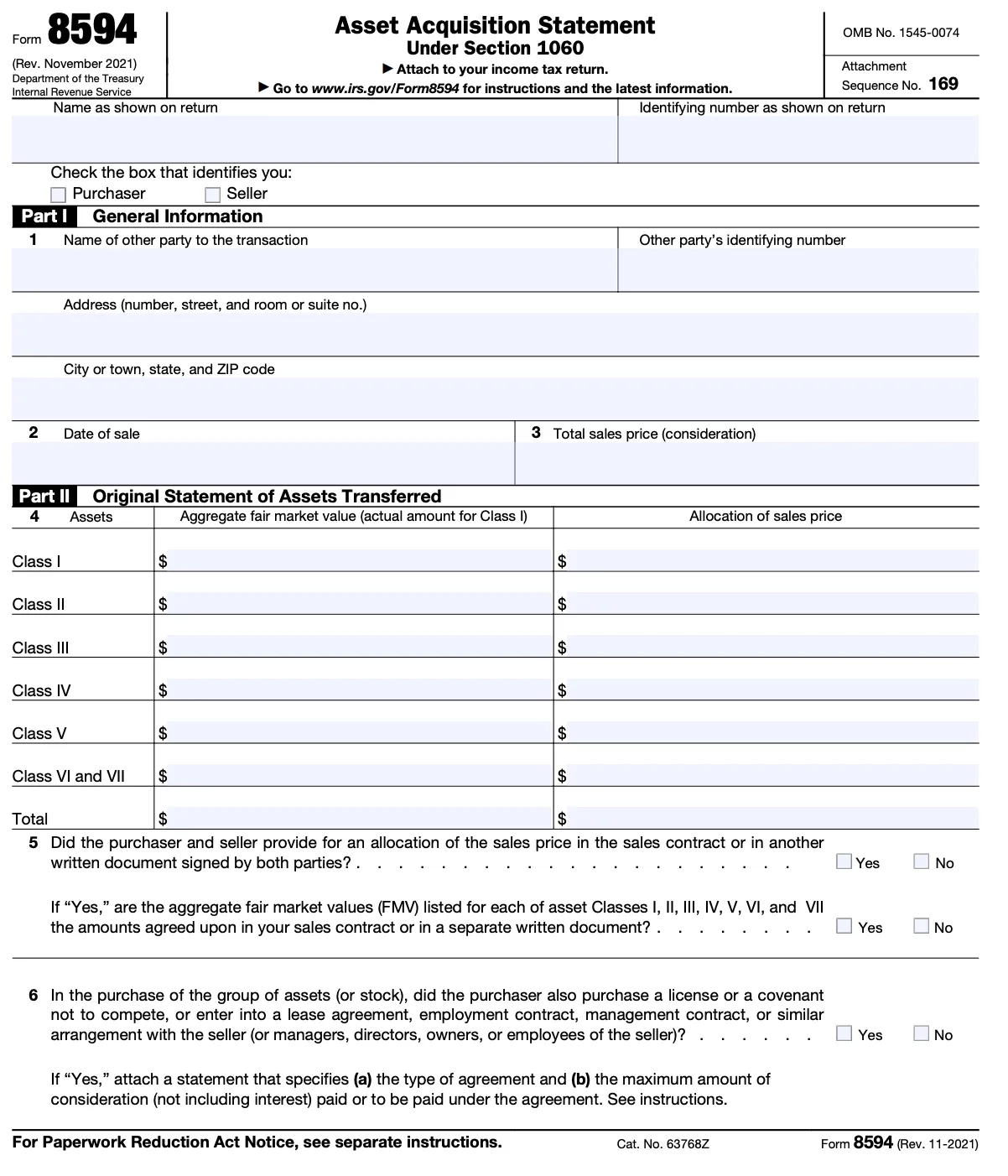 Instructions for Filling Out Form 8594 - Pilot Blogs | Pilot Blog